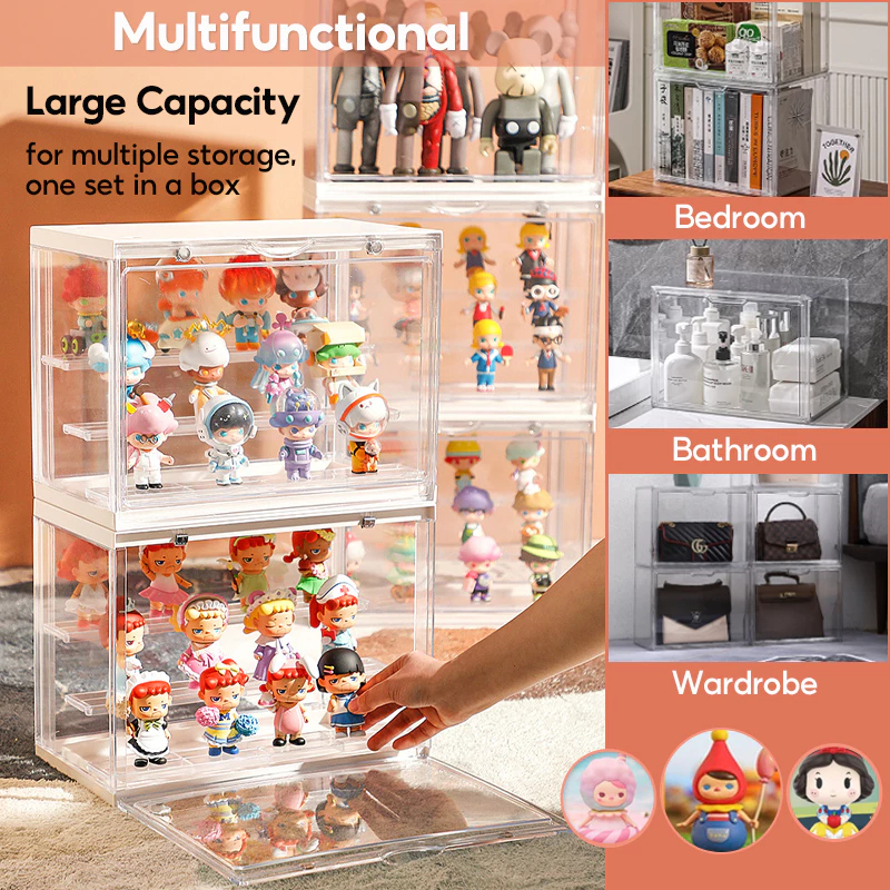 Acrylic Display Case Clear Acrylic Storage Box with Lid Layer Dustproof Storage Organizer ...