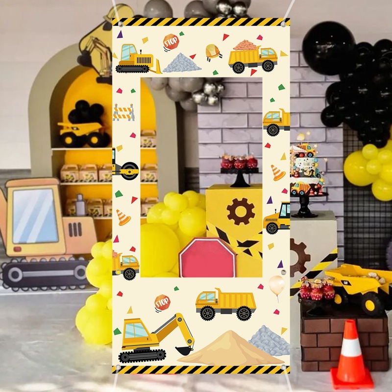 120*60cm Construction Theme Backdrop Vinyl Engineering Vehicle ...