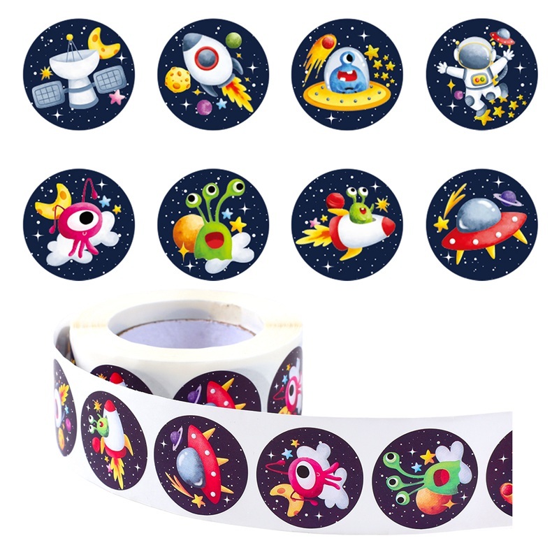 500pcs Astronaut Circular Sticker Self-adhesive Blue Label Sticker ...