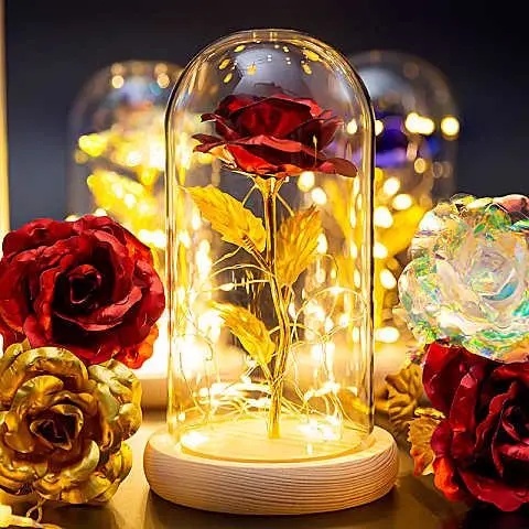 （COD）Led Light Eternal Rose Lamp Christmas Light Glass Dome Galaxy Rose ...