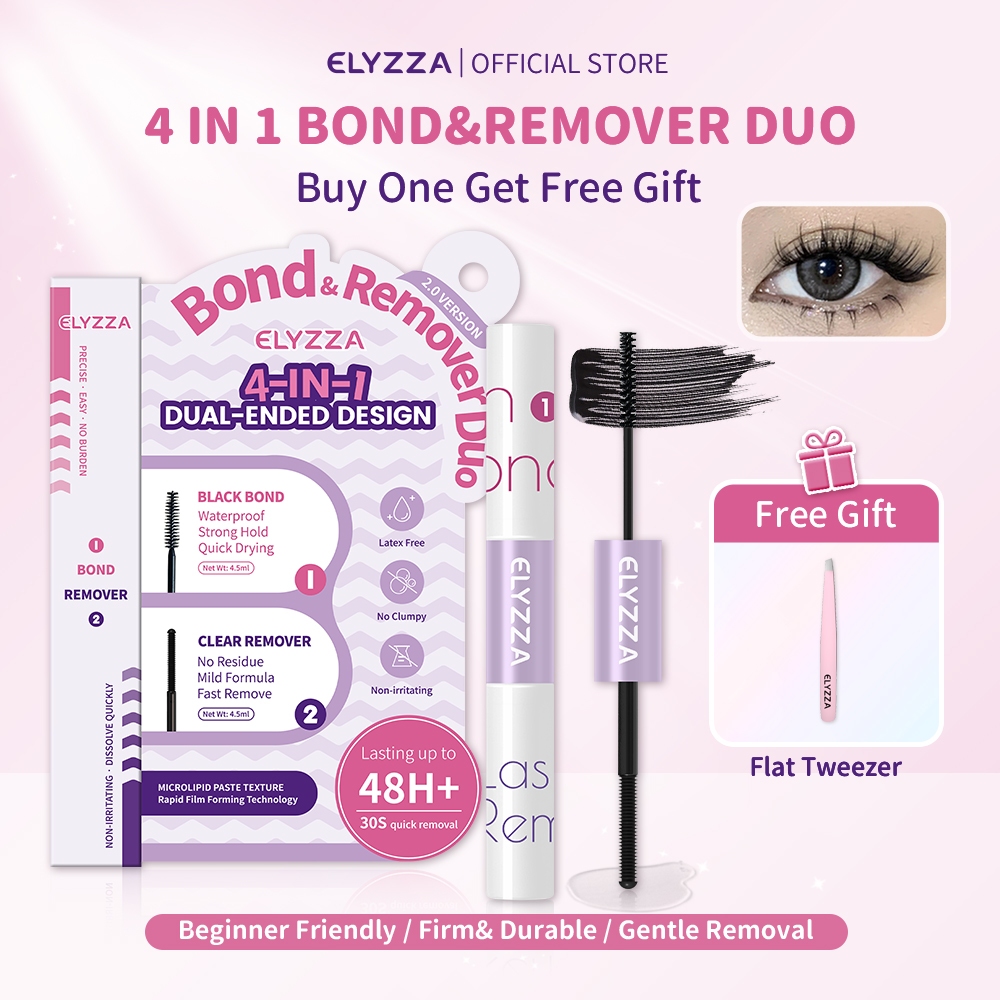 Elyzza 4IN1 Bond&Remover DUO Black Bond Setting Lashes Coat Clear ...
