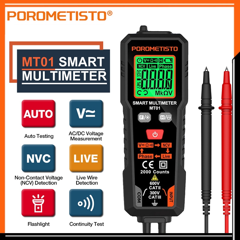 MT01 Multimeter TRMS Smart Multimeter Auto-Range Voltage Resistance ...