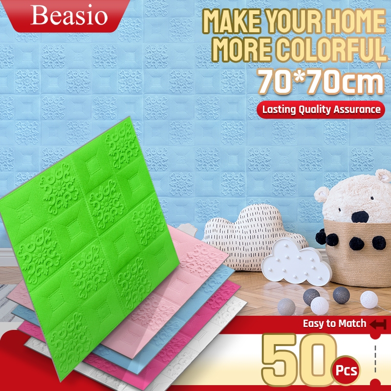50PCS Waterproof 3D Wall Stickers Foam Bricks Adhesive Wallpaper design ...