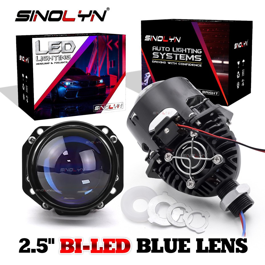2.5 Inch Blue Bi LED Projector Lens Car Motorcycle Headlamp H4 H7 H1 9005 9006 LED Angel Eyes ...