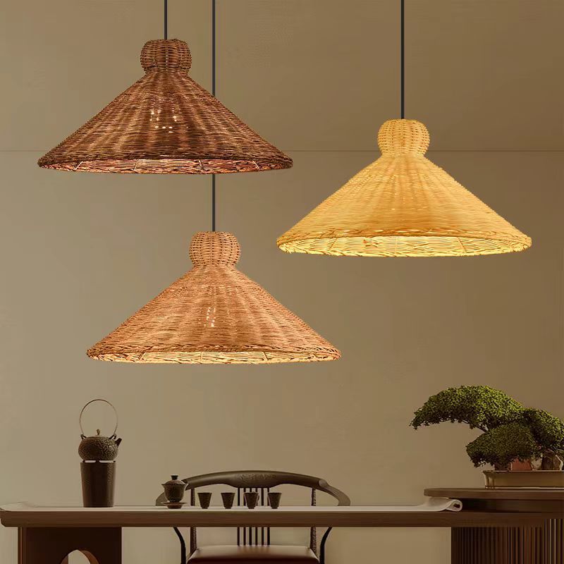SIMI Rattan Chandelier Ceiling Light Retro Hanging Ceiling Lamp Nordic ...