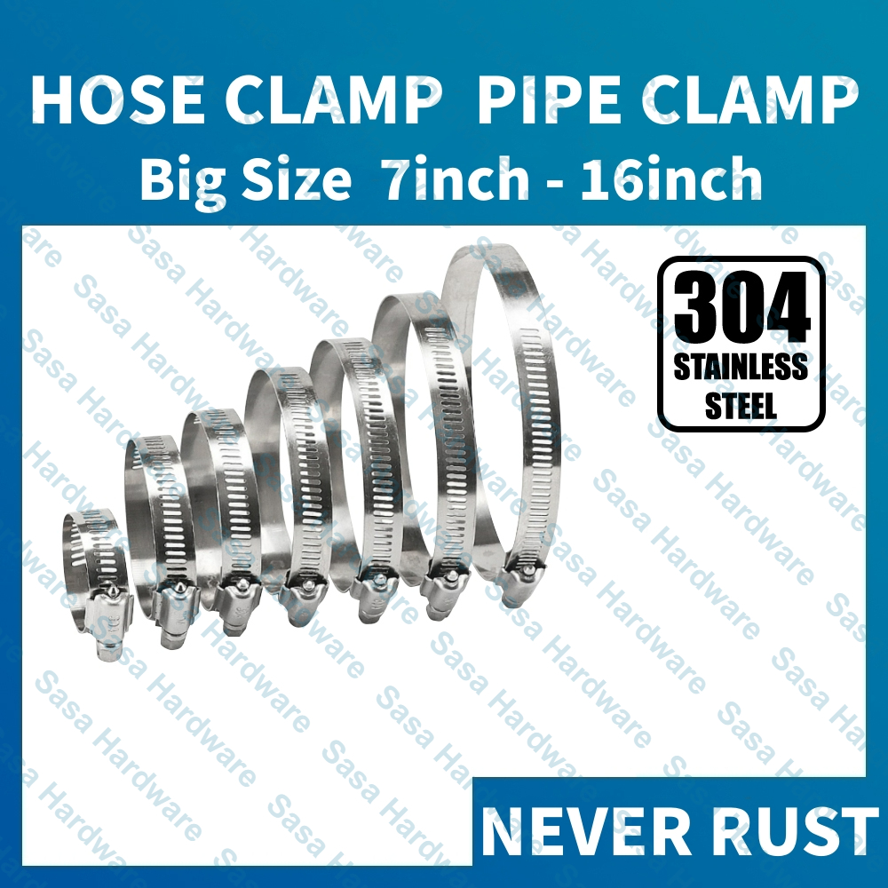 Big Size 7'' to 16'' Inch SUS304 Stainless Steel Hose Clamp Hose Clip ...