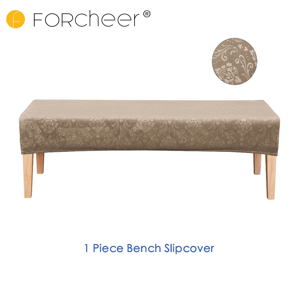 FORCHEER Soft Velvet Bench Cover for Dining Bench 1 Piece Bedroom Bench ...