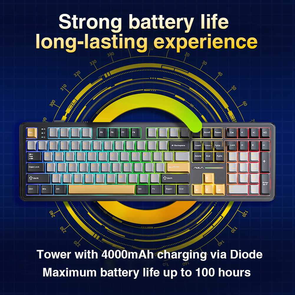 AULA F108 Customized Mechanical Keyboard 108 keys Tri-mode Hot ...