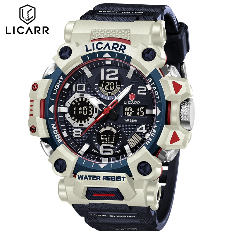 LICARR Top Brand Watch Original Dual Display Trend Waterproof Sport Men ...