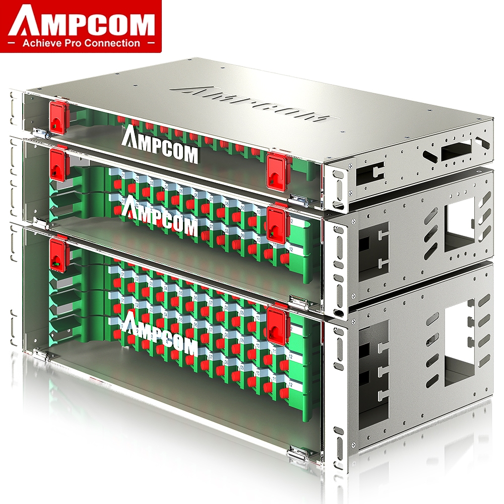 AMPCOM 24 to 96 Core FC Rack Mount Visual Fiber Optic ODF Enclosure ...