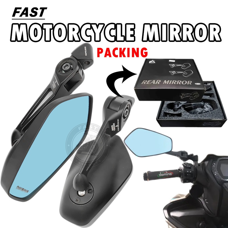 FAST Street King V2 Motorcycle Side Mirror Rearview Mirror Blue Lens ...