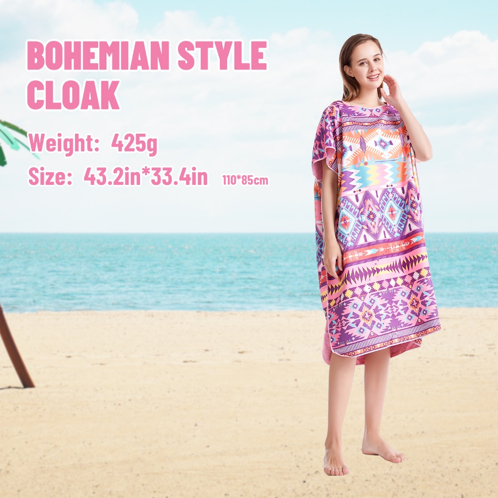 Hiturbo Changing Robe with Hooded, Bohemian Beach Swimming Robe ...