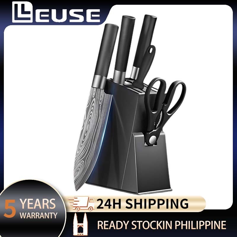 【LEUSE】5-piece stainless steel kitchen knife set - chef's knife, bread ...