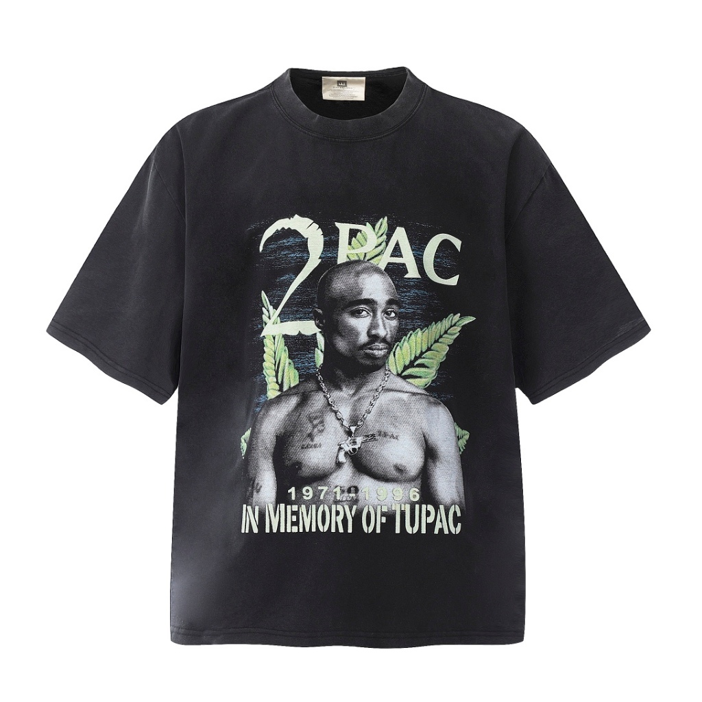 Tupac Tupac Raptor 2pac Green Plant Portrait BIG FACE Washed Distressed ...