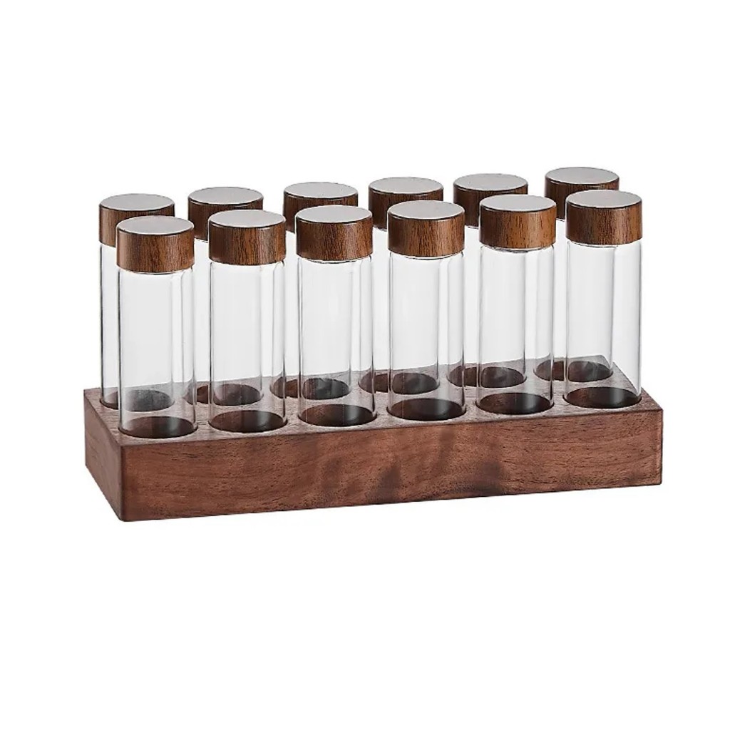 Walnut Coffee Beans Glass Small Bottle with Lid Coffee Bean Display Jar ...