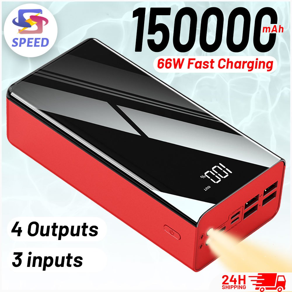 【COD】Powerbank 150000mAh Capacity Display Fast Charge LED Light 3 Input ...