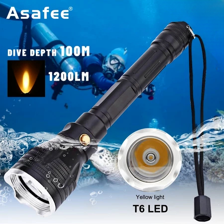 Asafee FL022D L2 Diving Flashlight 1200LM White LED Light Super Bright ...