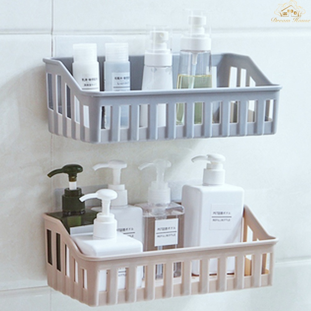 Plastic Kitchen Storage Rack Bathroom Self Adhesive Storage Organizer ...