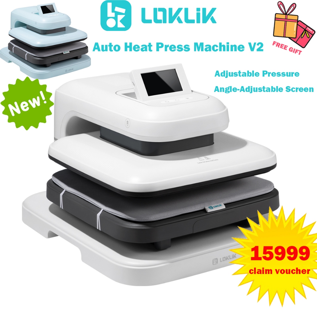 LOKLiK 220V Auto Heat Press Machine V2 for T Shirts with Adjustable ...