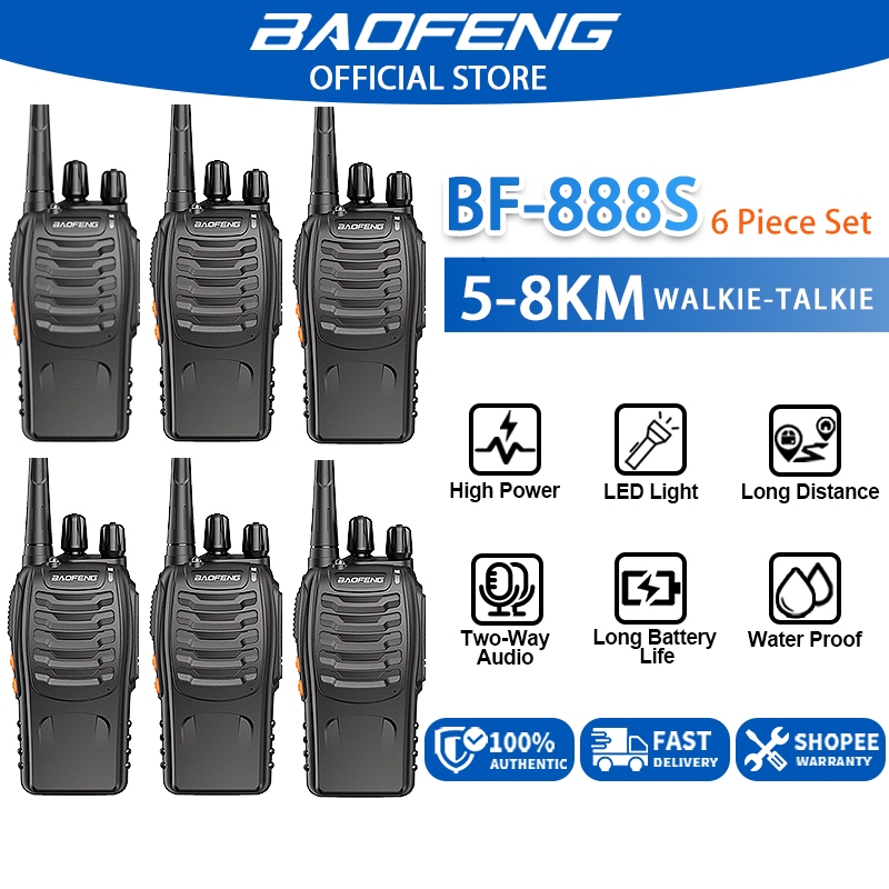 COD Baofeng BF 888S Walkie Talkie Set Of 6 Radio Long Range Portable Two Way Microphone Intercom ...