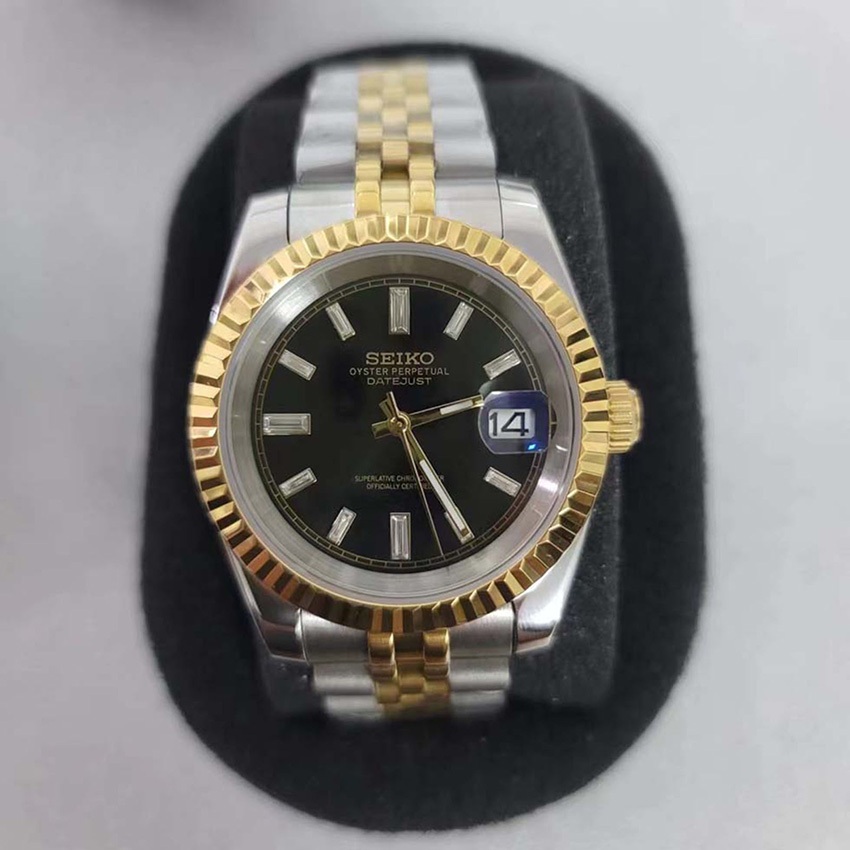 36/39MM Gold Watch Stainless Steel Tooth Ring Pointer Japan NH35 ...