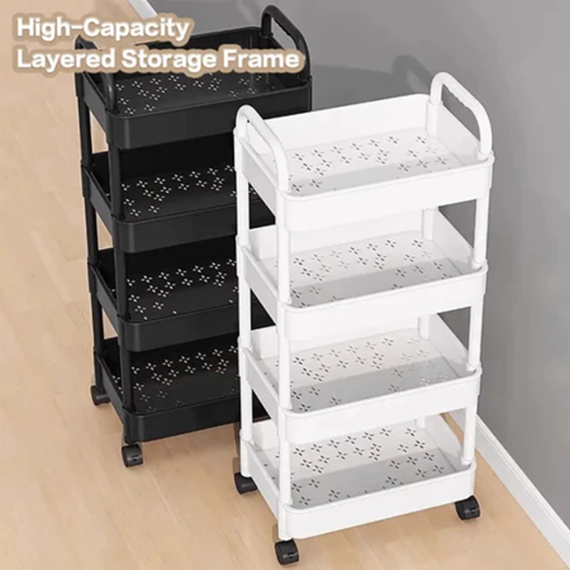 Trolley Cart Organizer 2/3/4/5 Tier Storage Organizer Moving Rack ...