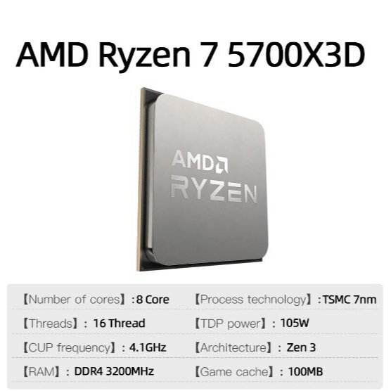 AMD RYZEN™ 7 5700X3D Brand New CPU R7 5700X3D Gaming Processor DDR4 3200 8-Core 16-Thread 4.1GHz ...