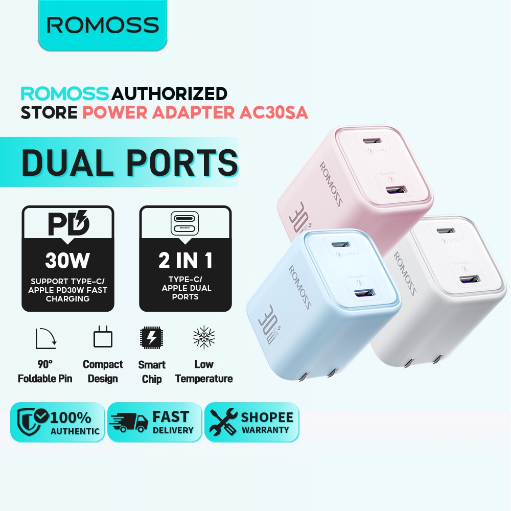 Romoss Ac30sa Dual Output Power Adapter Pd30w Mini Portable Fast ...