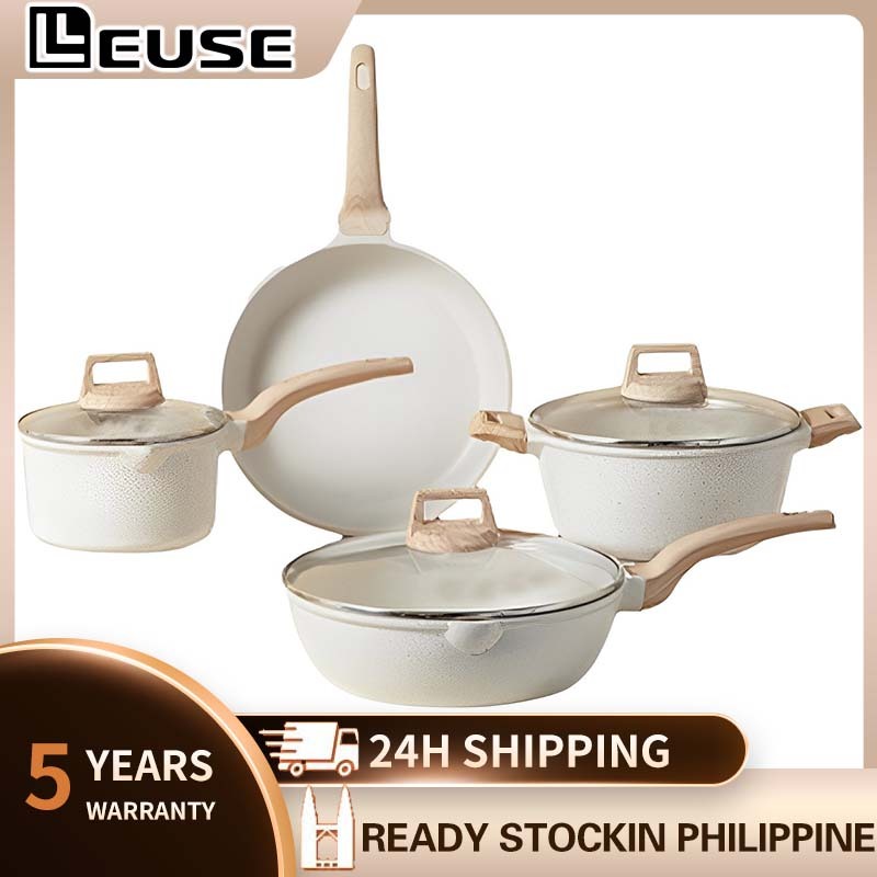 【LEUSE】Non-stick Cookware Set - Medical Stone Coating - 5 Colors ...