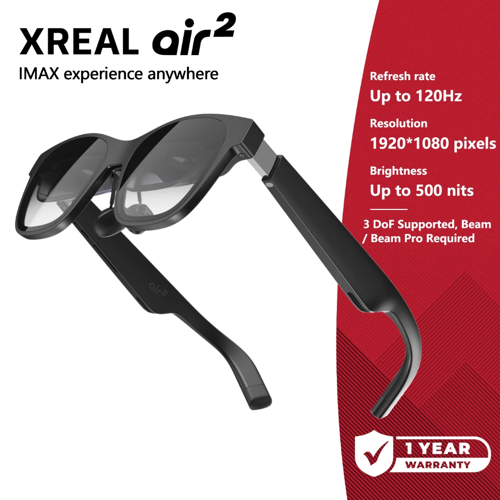 Xreal Air 2 Smart AR Glasses SONY's Silicone OLED Screen 120Hz Brushed ...