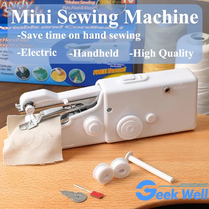 Geek Well Mini Stitch Sewing Machine Portable and Cordless Handheld ...