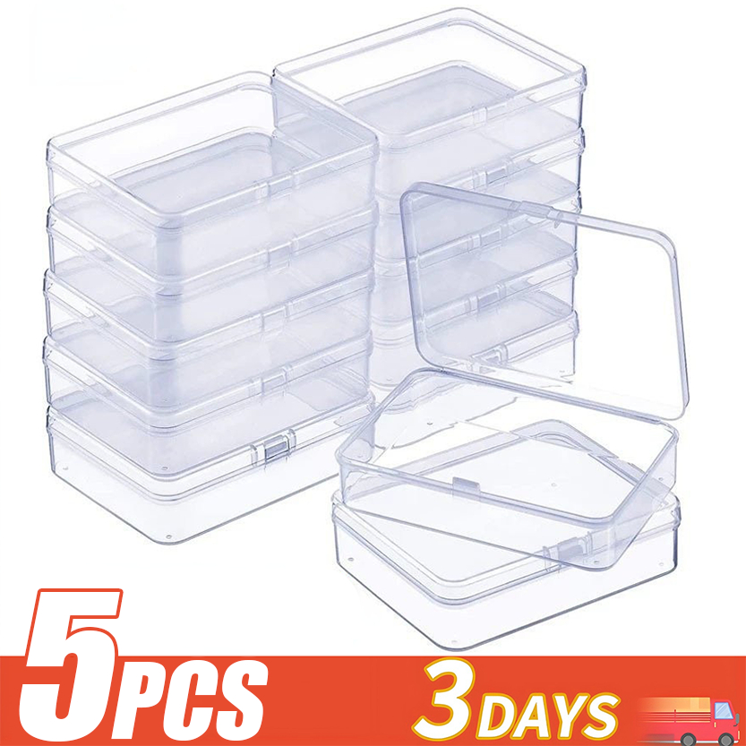 Rectangle Clear Jewelry Storage Boxes Plastic Case Necklace Earrings ...