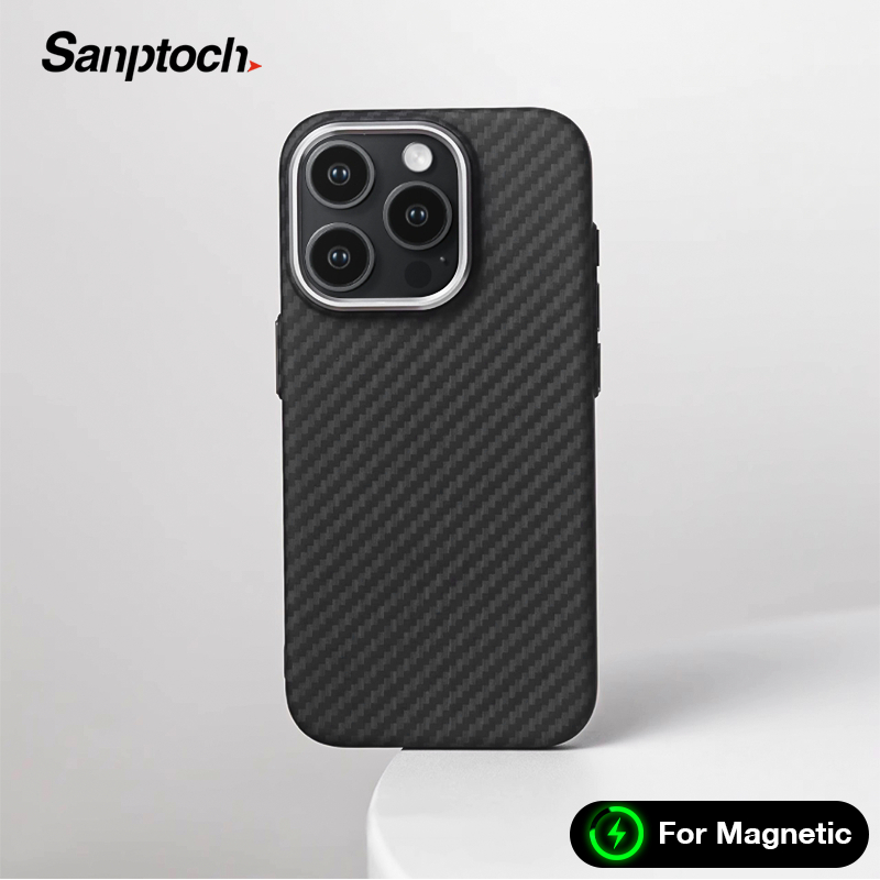 Sanptoch For Magnetic Carbon Fiber Texture Phone Case For iPhone 17 16 ...