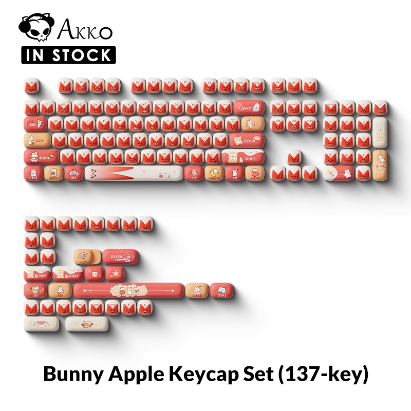 Akko Bunny Apple Keycap Set (137-key), new mushroom-style design MOG ...