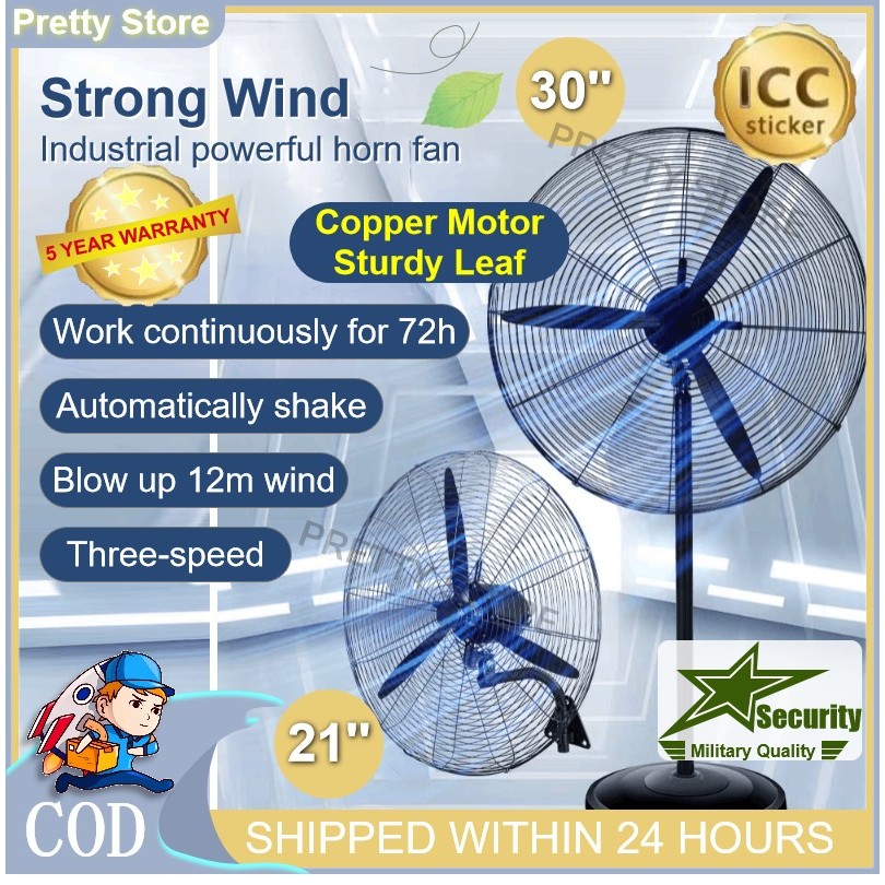 30'' Industrial Electric fan strong winds copper core Industrial Wall ...