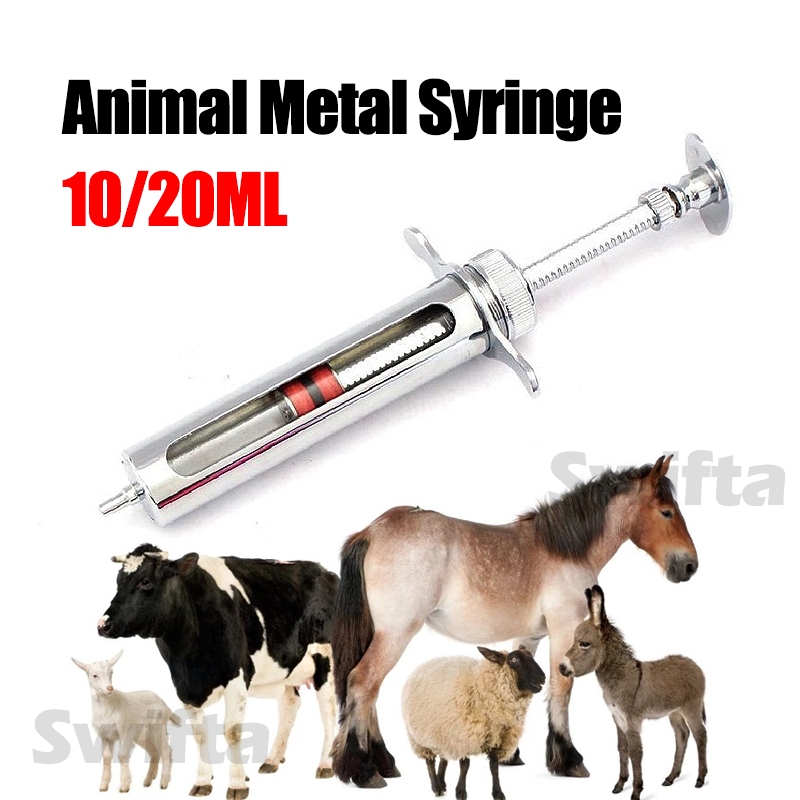 10/20ML Stainless steel veterinary syringe Animal metal syringe for pig ...