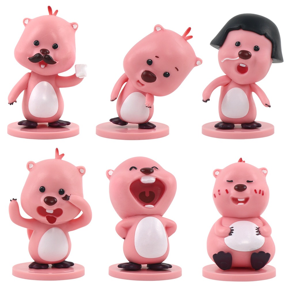 6pcs pink beaver hand puppet cartoon6pcs Loopy car-mounted ornaments ...