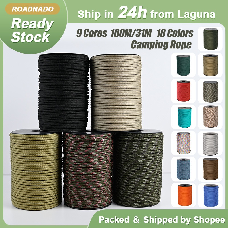 【Ship in 12h】100M Paracord Rope 550 Camping Rope 9 Strand 4mm Parachute ...
