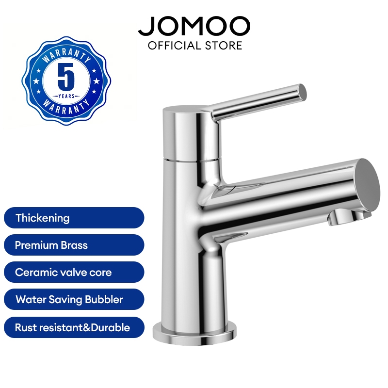 JOMOO Single Cold Faucet Basin Faucet Single Handle Bathroom Sink Faucet Deck Mounted Brass ...