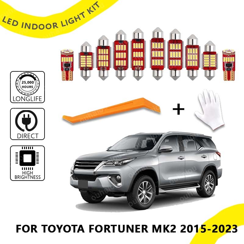 8Pcs Canbus Interior LED For Toyota Fortuner MK2 2015 2016 2017 2018 ...