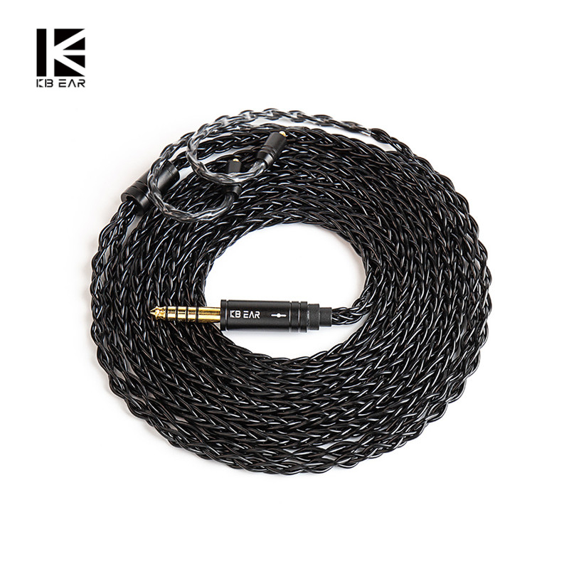 KBEAR ST12 Plus 2m 8 Core Silver-Plated Upgraded IEM Cable With 3.5/4 ...