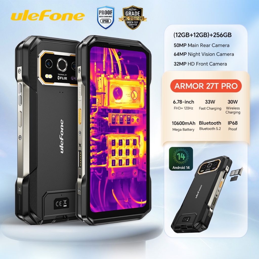 Ulefone Armor 27T Pro 5G Rugged Smartphone Thermal Imaging Camera Android 14 24GB+256GB | Shopee ...