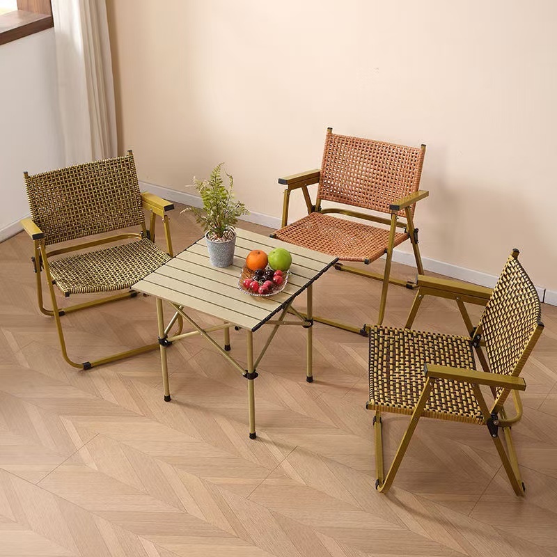 Folding Rattan Chair Woven Rattan Chair Balcony Back Chair Outdoor ...