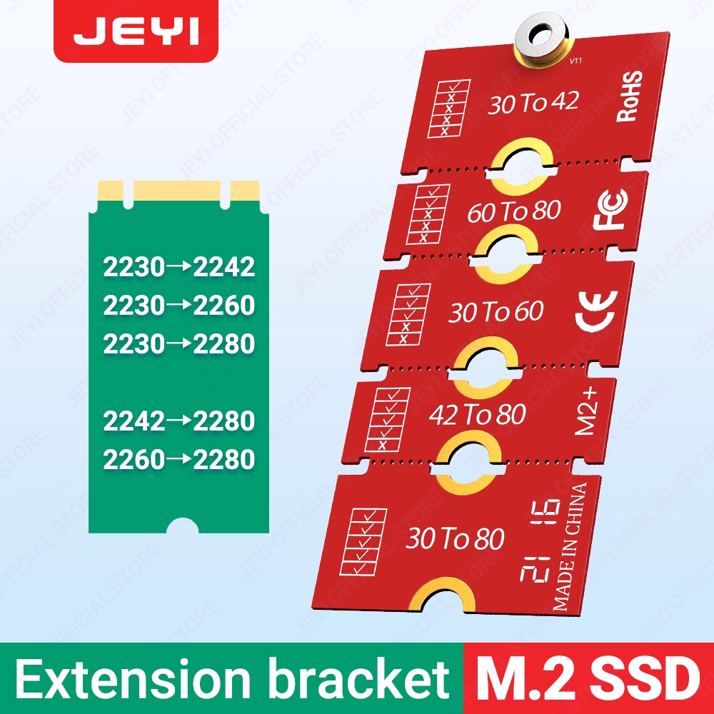 JEYI M.2 NGFF NVME SSD Extension Bracket Transfer 2230 2242 2260 2280 ...
