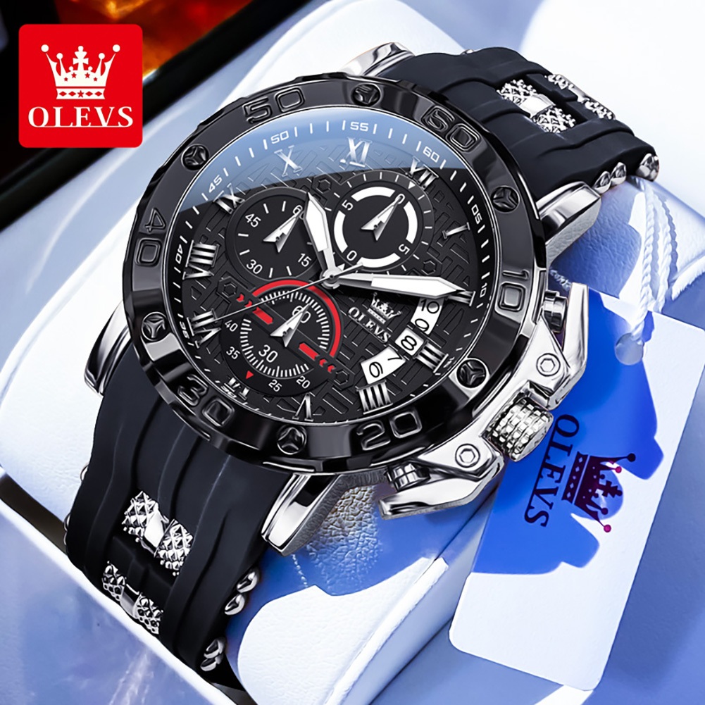 OLEVS Watch For Men Water proof Original With Box Silicone Strap 9986 ...