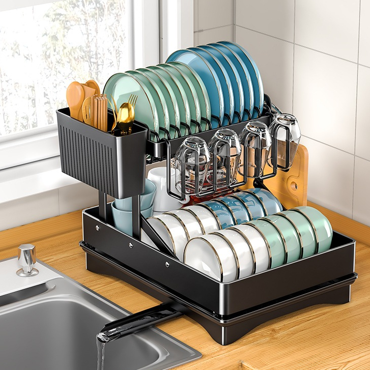 Kitchen Folding Racks Table Top Place Bowls and Dishes Dish Rack Water ...