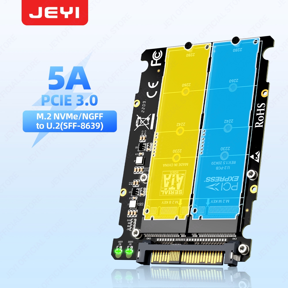 JEYI M.2 NVME/NGFF to U.2(SFF-8639) Adapter Card PCIe 3.0 SSD to U.2 Expansion Card (NGFF Slot ...