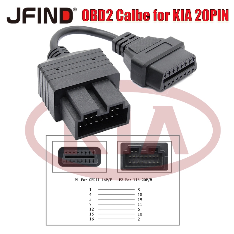 ELM327 OBD 2 Cable For KIA 20 Pin To 16 Pin OBD2 OBD Diagnostic Tool ...