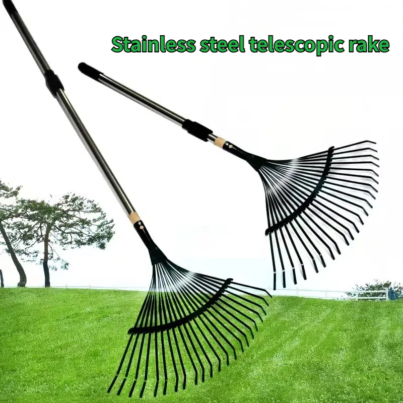 22 Teeth Grass Rake Head Garden Leaf Rake Cleaning Tool Portable ...