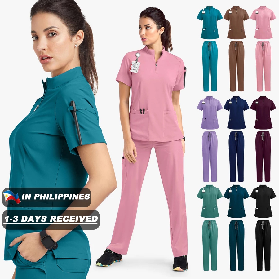 Surgical Uniforms Woman Scrub Set Medical Nurse Beauty Salon Workwear ...
